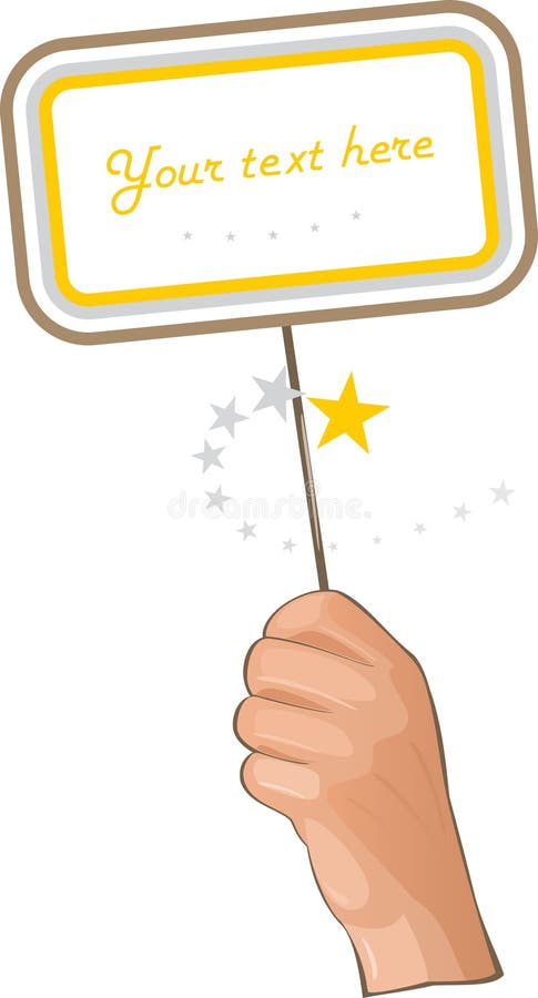 Hand with yellow banner stock vector. Illustration of star - 10936939