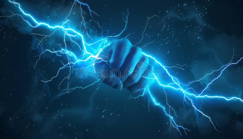 The Hand of Zeus Holds Lightning Bolts in the Sky Stock Photo - Image ...