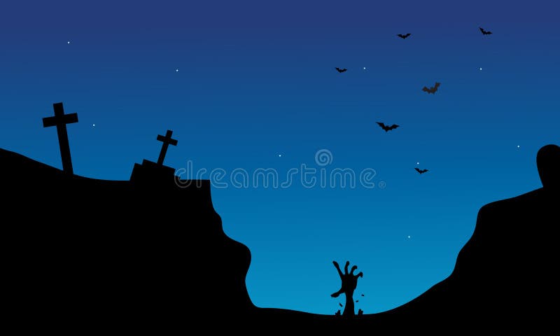 Hand Zombie and Tomb Halloween Scenery Stock Vector - Illustration of ...