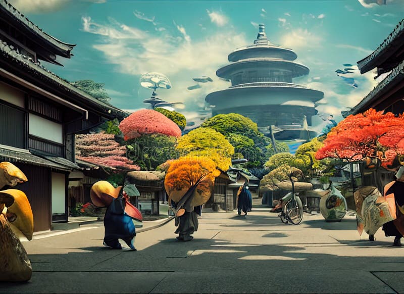 Handa, Aichi, Japan. Generative AI. Stock Illustration - Illustration ...