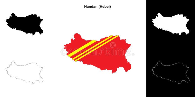 Handan outline map stock vector. Illustration of boundary - 334845455