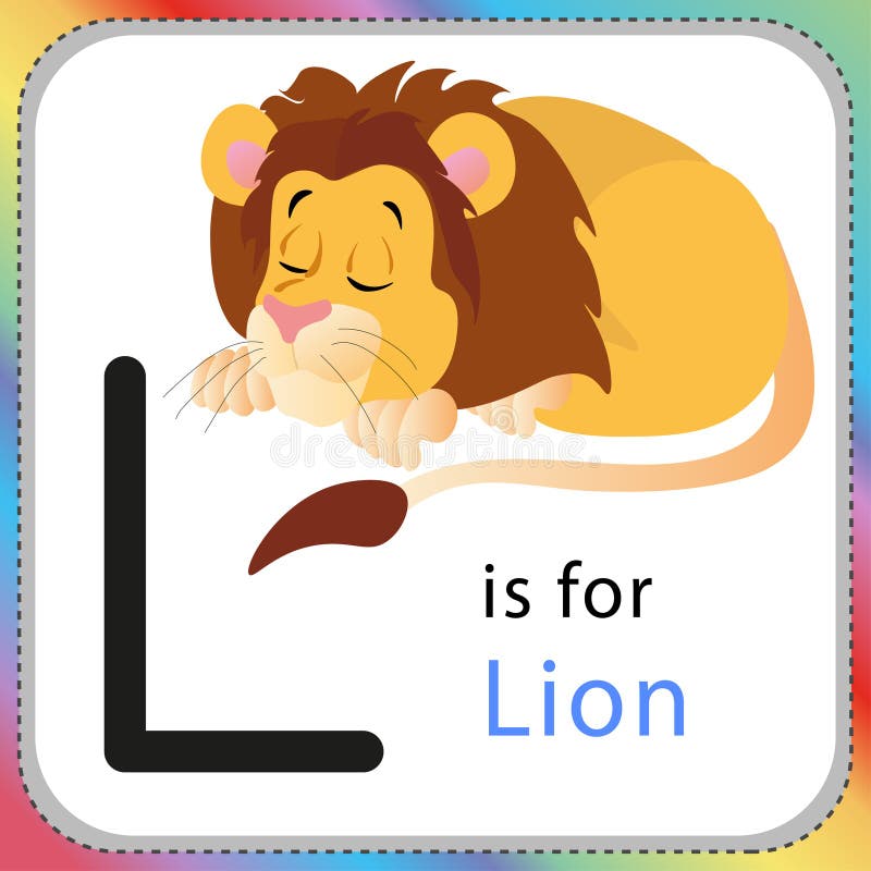 L is for Lion Flashcard for Kids Stock Illustration - Illustration of ...