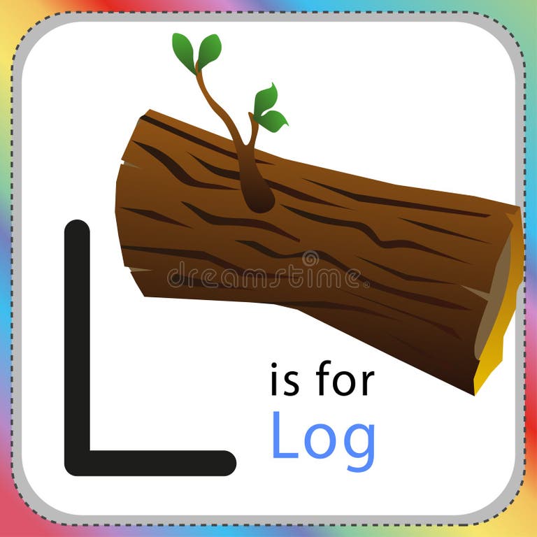 L is for Log Flashcard for Kids Stock Illustration - Illustration of ...
