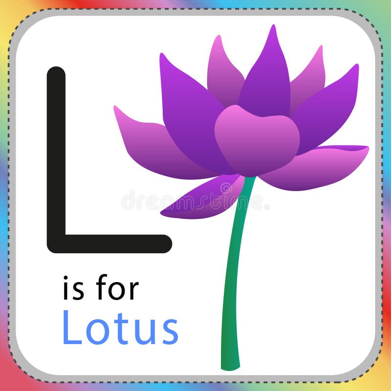 L is for Lotus Flashcard for Kids Stock Illustration - Illustration of ...