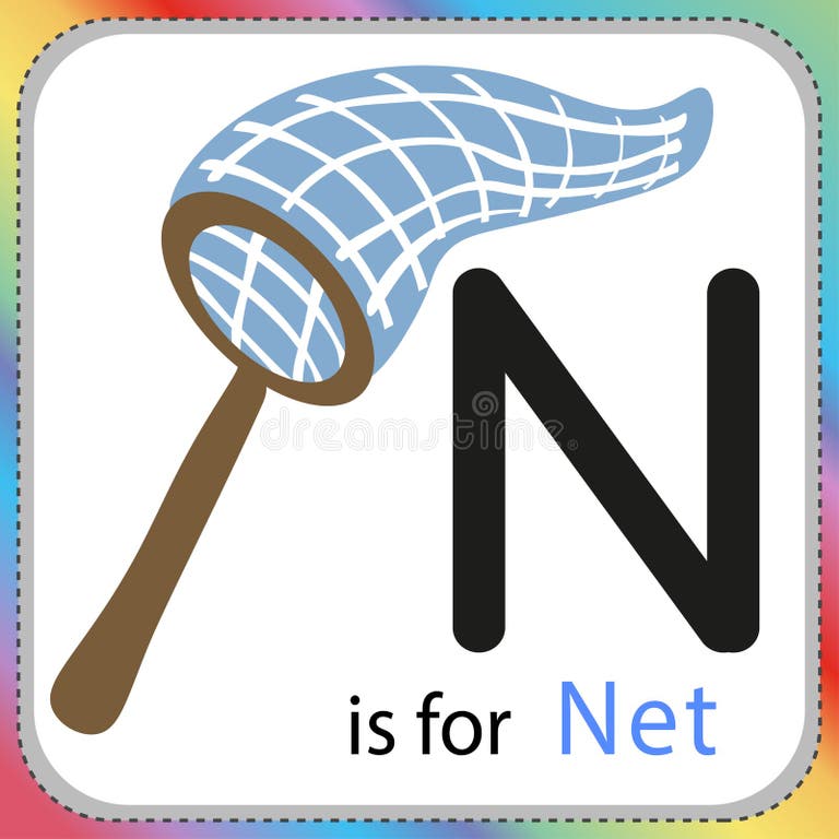 Learn Alphabet Letter N is for Net Stock Illustration - Illustration of ...