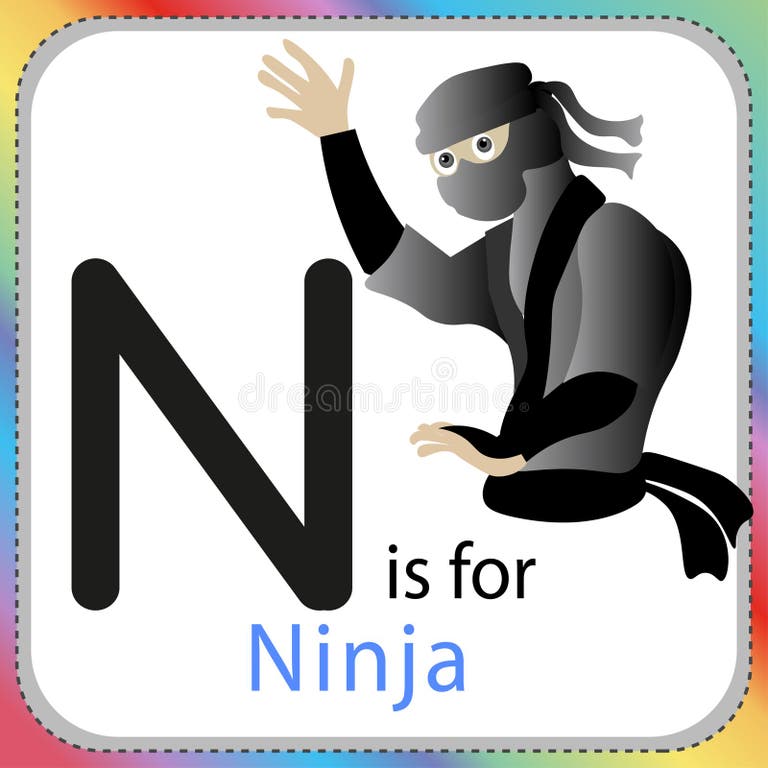 Learn Alphabet Letter N is for Ninja Stock Illustration - Illustration ...