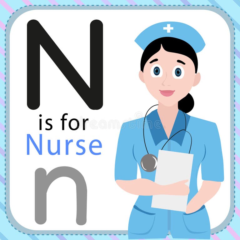 Picture Illustration for Alphabet Simple Capital Letters N for Nurse ...