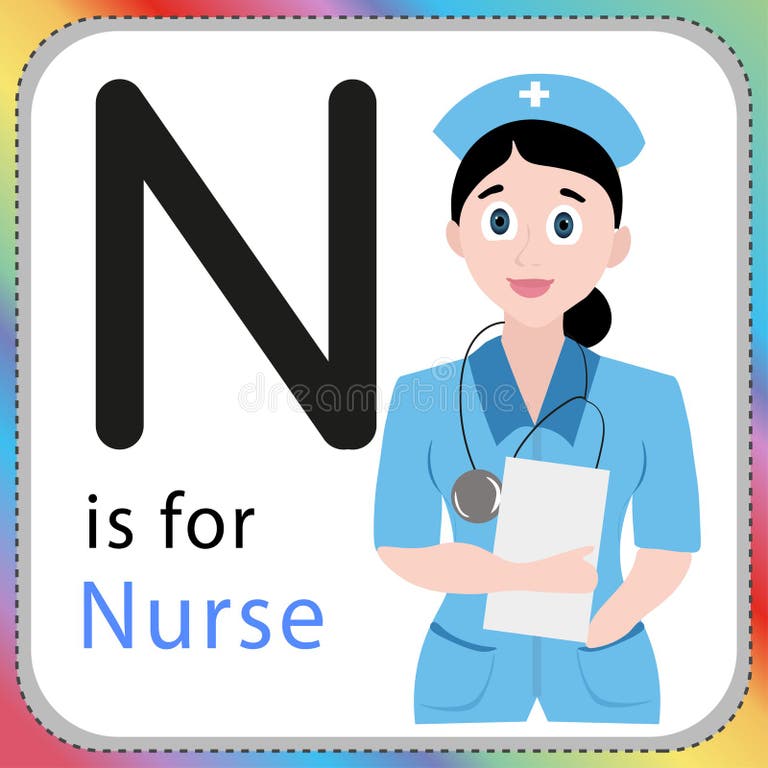 Learn Alphabet Letter N is for Nurse Stock Illustration - Illustration ...