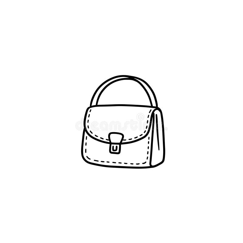 Handbag Illustration in Black and White Line Art Style Stock ...
