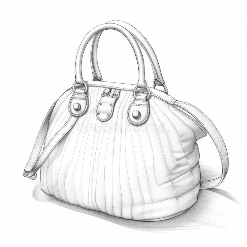 Realistic Hyper-detailed Fashion Illustration of a White Shoulder Bag ...