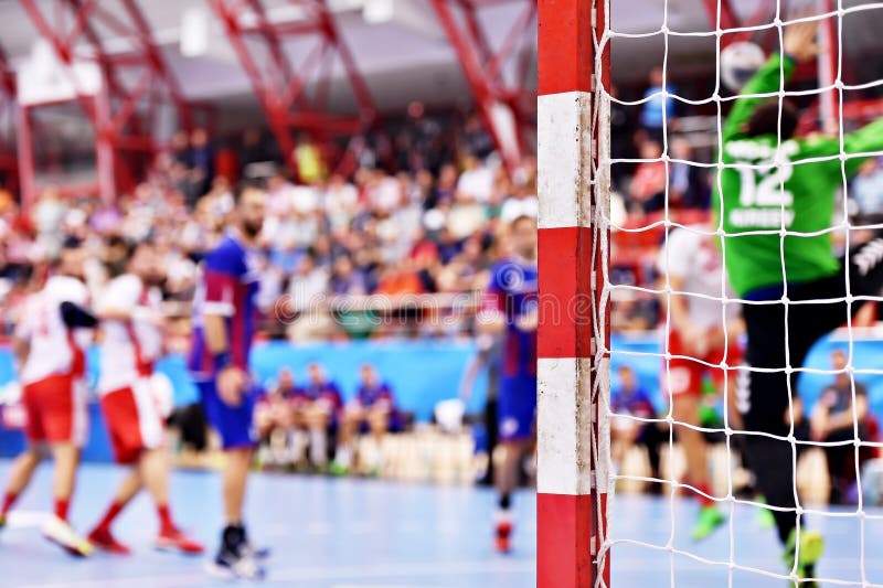 Handball Action Match Scene Stock Image - Image of athlete, unfocused ...