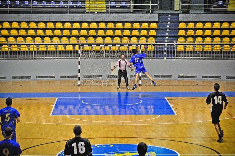 Handball match, fastbreak editorial stock photo. Image of athletes ...
