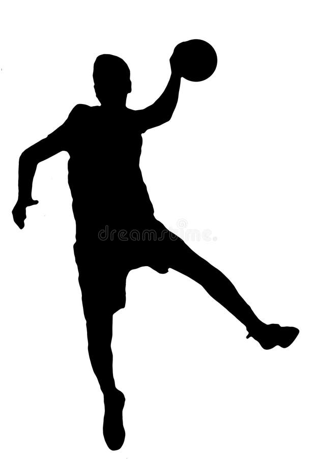 Handball Player As Silhouette Isolated while Shooting a Throwing a Ball ...