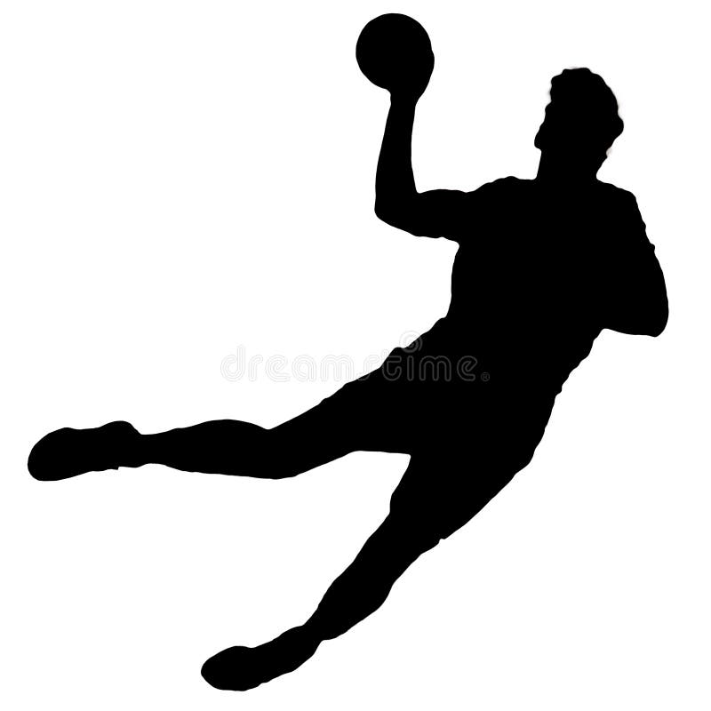 Handball Player As Silhouette Isolated while Shooting a Throwing a Ball ...