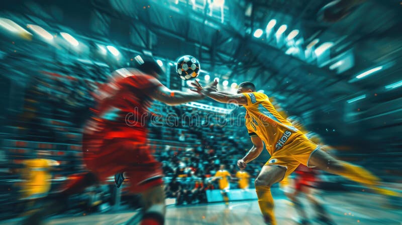 A Handball Player in the Midst of a Powerful Throw Towards the Goal ...