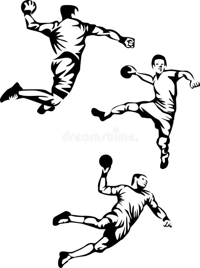 Hand Sketch Handball Players Stock Vector - Illustration of shot ...