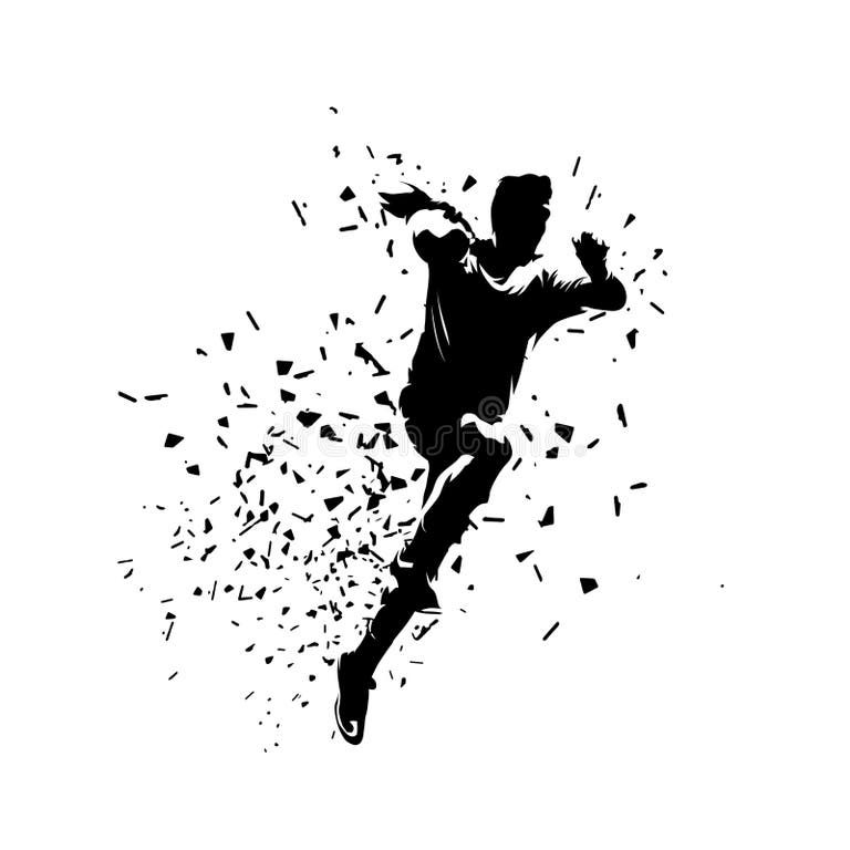 Handball Player Throws Ball, Isolated Vector Silhouette, Ink Drawing ...