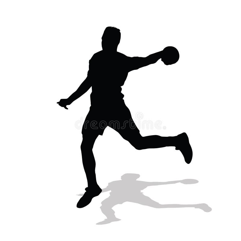 Handball Player Throwing Ball and Scoring Goal, Ink Drawing Isolated ...