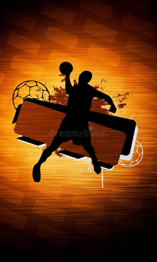 Abstract Handball Player Jumping with the Ball from Splash of ...