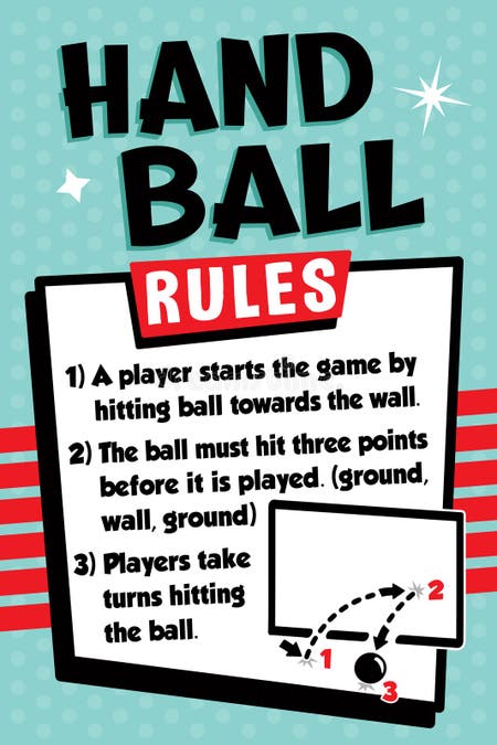 Handball Directions Sign for School Playgrounds, Wall Ball Rules Poster ...