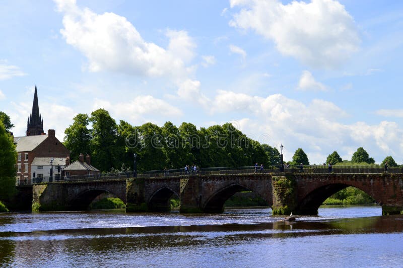 Handbridge Over the River Dee in Chester Stock Photo - Image of history ...