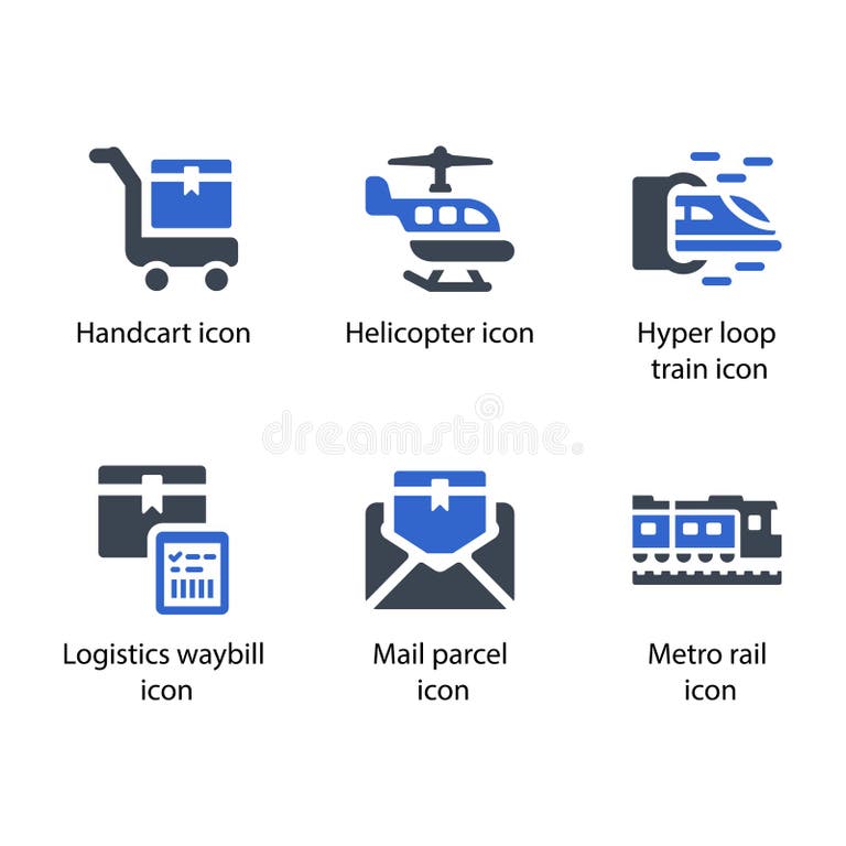Handcart, Helicopter, Hyperloop Train, Logistics Waybill, Mail Parcel ...