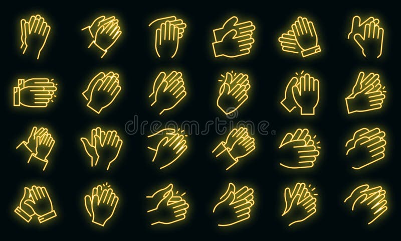 Handclap Icons Set Vector Neon Stock Vector - Illustration of feeling ...