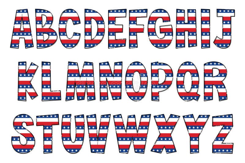 Handcrafted American Flag Letters. Color Creative Art Typographic ...