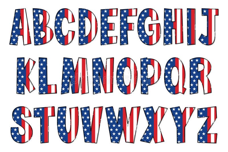 Handcrafted American Flag Letters. Color Creative Art Typographic ...