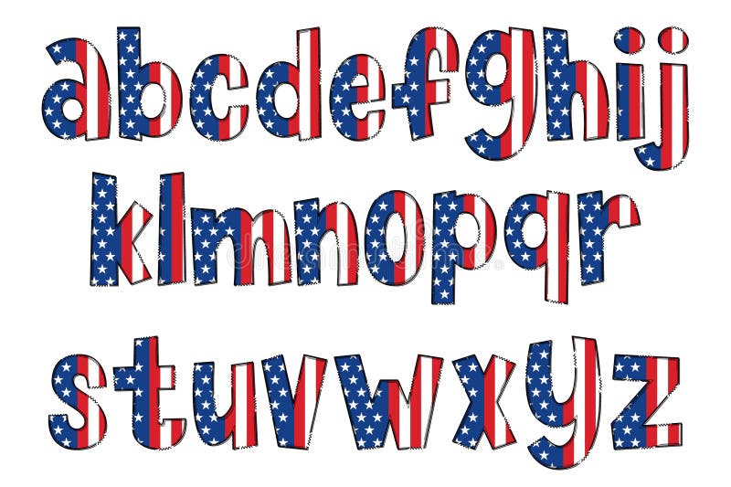 Handcrafted American Flag Letters. Color Creative Art Typographic ...