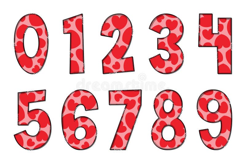 Handcrafted Big Love Numbers. Color Creative Art Typographic Design ...