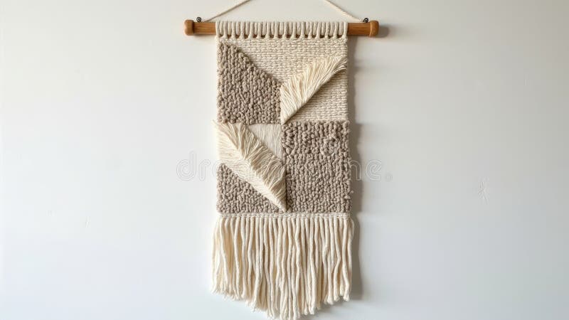Handcrafted Bohemian Macrame Wall Hanging with Geometric Patterns Stock ...