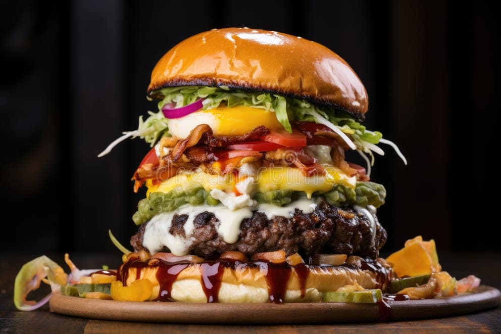 Handcrafted Burger with Unique Topping Combinations Stock Photo - Image ...