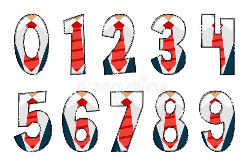 Handcrafted Businessman Numbers. Color Creative Art Typographic Design ...