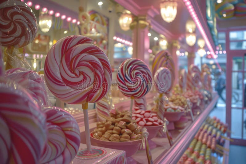 Handcrafted Candies at Delightful Sweet Candy Shop Stock Illustration ...