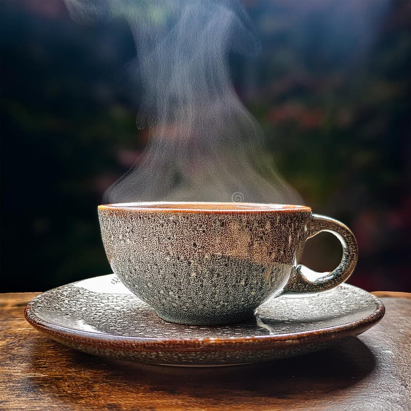 Handcrafted Ceramic Cup with Steaming Beverage. AI Content Generation ...