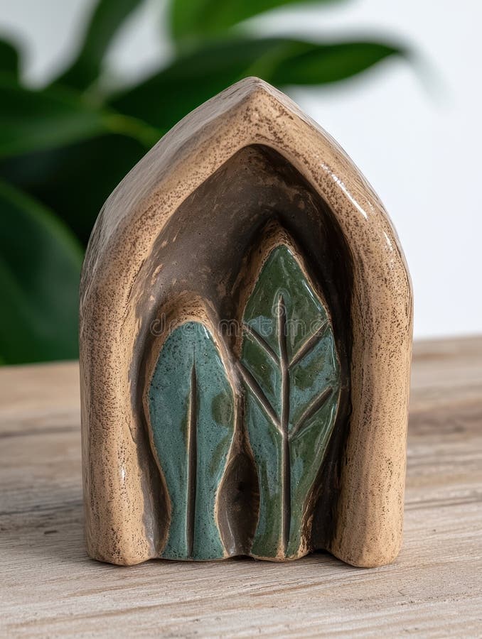 Handcrafted Ceramic Sculpture with Abstract Leaf Design Stock ...