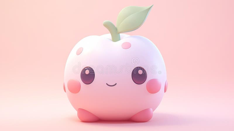 Handcrafted Clay Apple with Kawaii Charm in Muted Pastels for 3D Modeling Projects in Blender ...