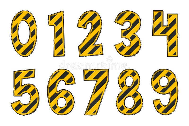 Handcrafted Construction Line Numbers. Color Creative Art Typographic ...