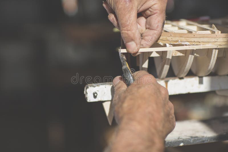 Handcrafted Craftwork of a Wooden Boat Model Stock Image - Image of ...