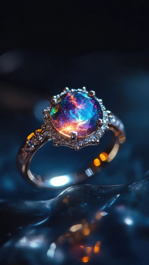 A Handcrafted Diamond Ring with an Entire Galaxy Reflection Inside the ...