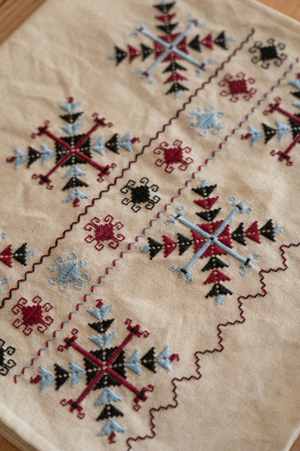 Handcrafted Embroidered Textiles with Vibrant Patterns Stock Photo ...