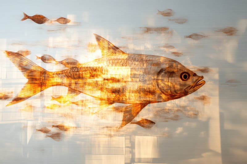 Handcrafted Fish Art Using Rubbing Techniques Stock Illustration ...