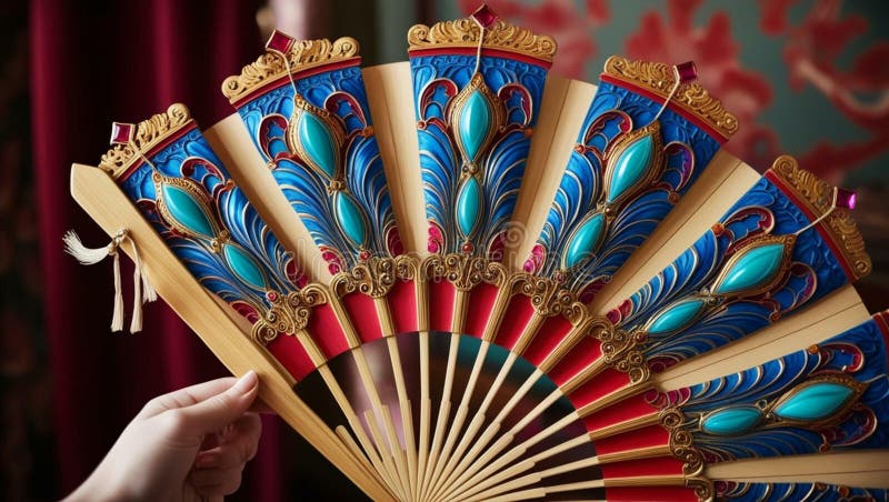 Handcrafted Folding Fan Features Ornate Patterns Generated Stock ...