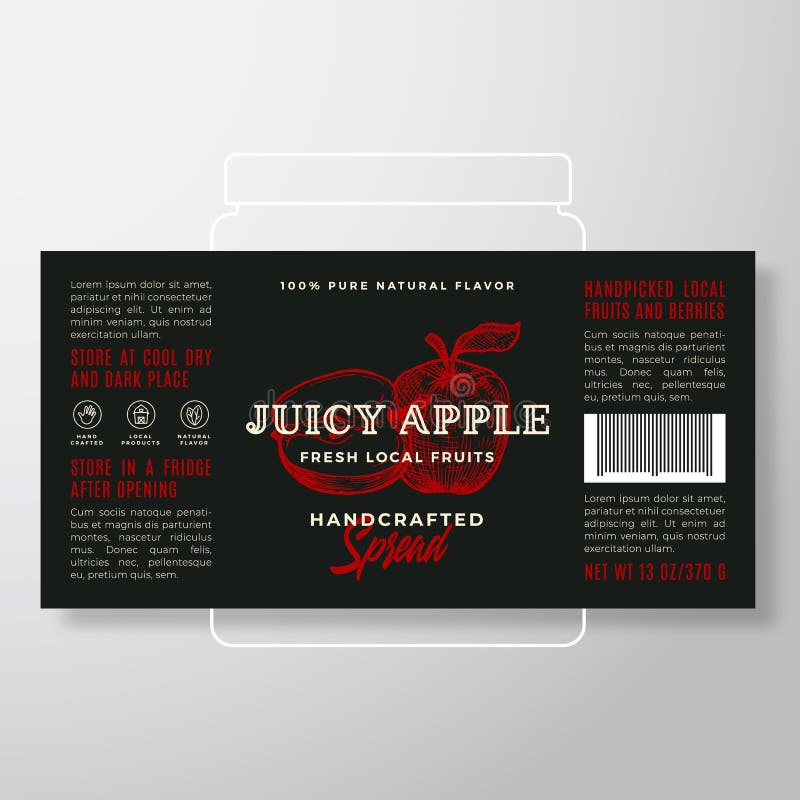 Handcrafted Fruit Spread or Jam Label Template. Abstract Vector ...