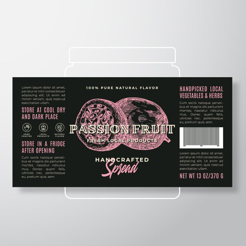 Handcrafted Fruits Spread or Jam Label Template. Abstract Vector ...