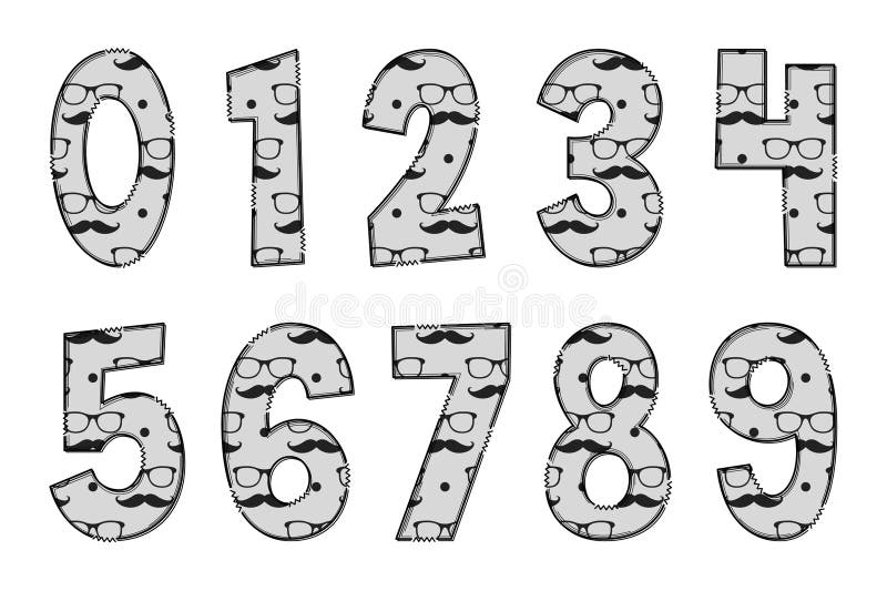 Handcrafted Gentlemen Numbers. Color Creative Art Typographic Design ...