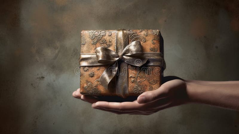 Handcrafted Gift Box in Hands. Offering of the Beautiful Handmade ...