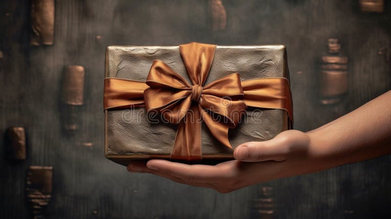 Handcrafted Gift Box in Hands. Offering of the Beautiful Handmade ...