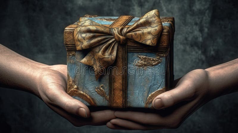 Handcrafted Gift Box in Hands. Offering of the Beautiful Handmade ...